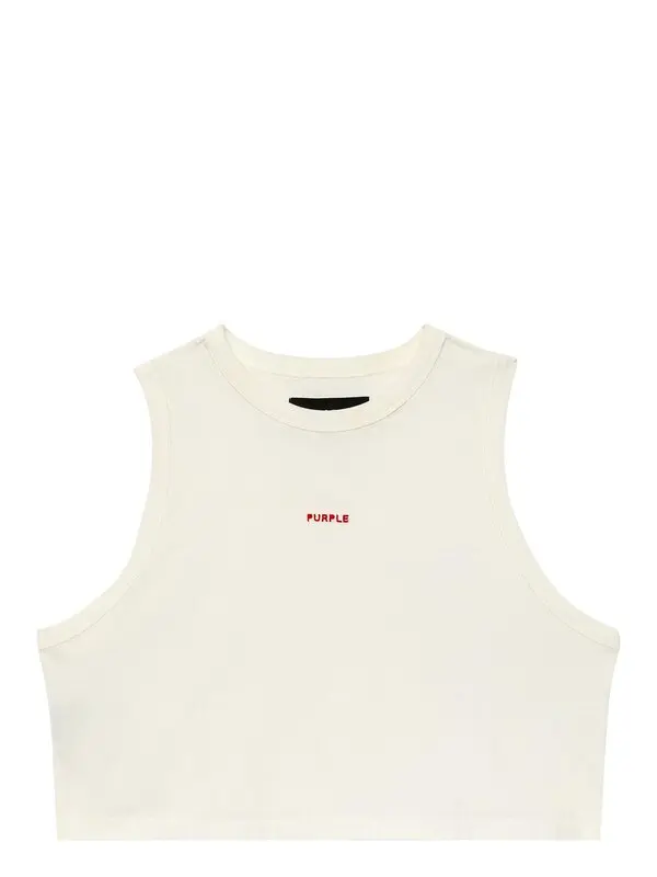 PURPLE BRAND Wordmark Muscle Tank - White