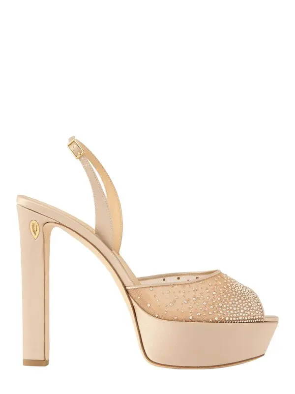 Jennifer Chamandi Antonio 130 Crystal-embellished Platform Sandals - Gray