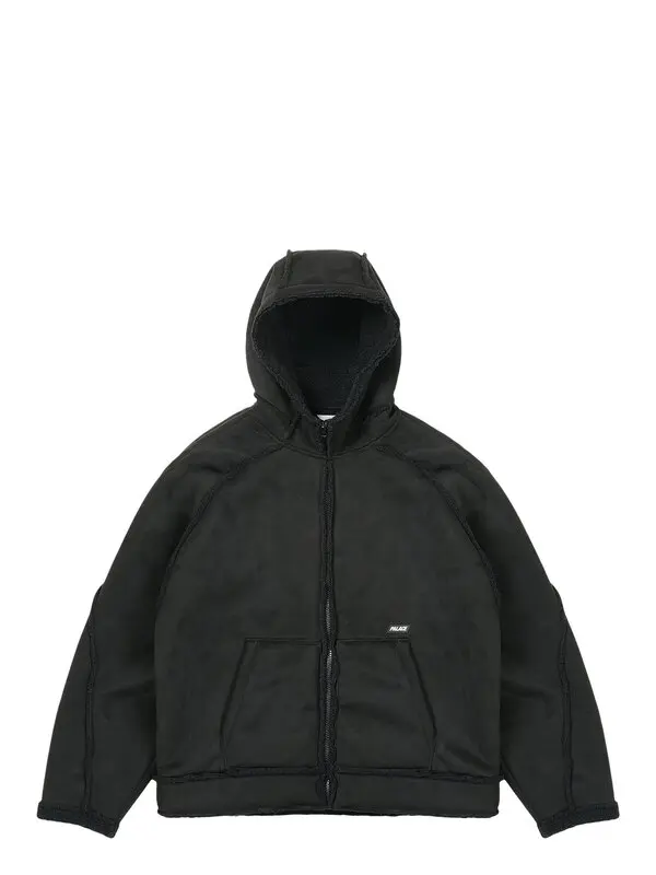 PALACE Sherpa Faux Suede Hooded Jacket - Black