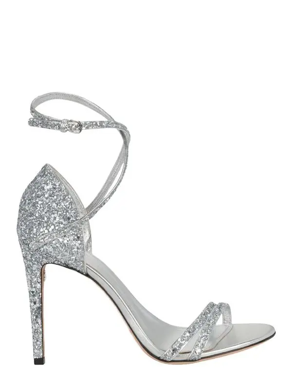 FERRAGAMO Ines Glitter Strappy Sandal - Silver