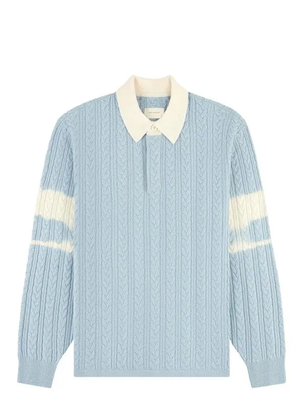 Aimé Leon Dore Collegiate Cable Knit Rugby - Blue
