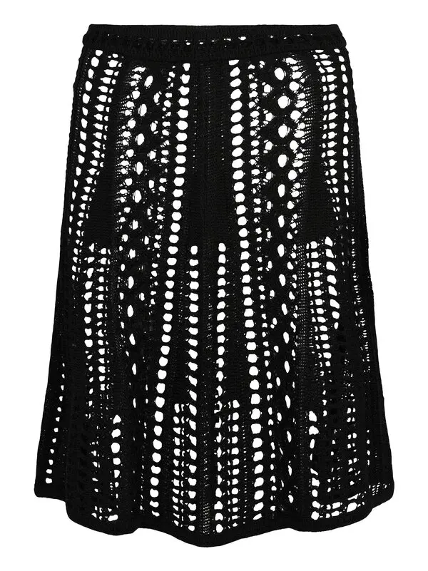 Givenchy Open Knit Crochet Mini Skirt - Black