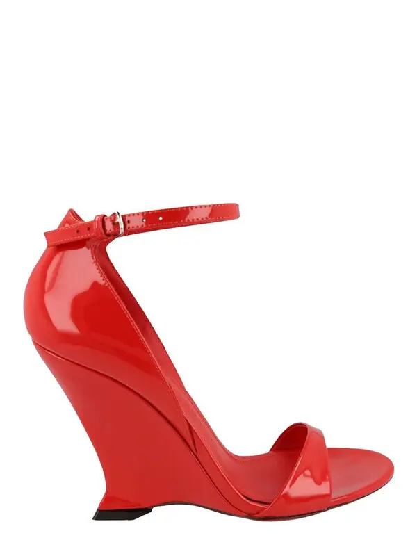 FERRAGAMO Vidette Patent Leather Wedge Sandal - Red