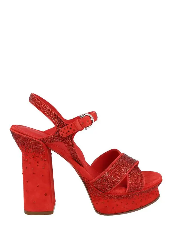 FERRAGAMO Sonya Suede Platform Sandal - Red