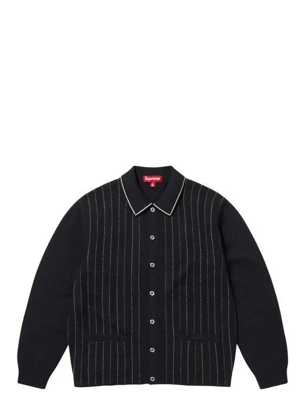 Supreme Herringbone Cardigan - Black