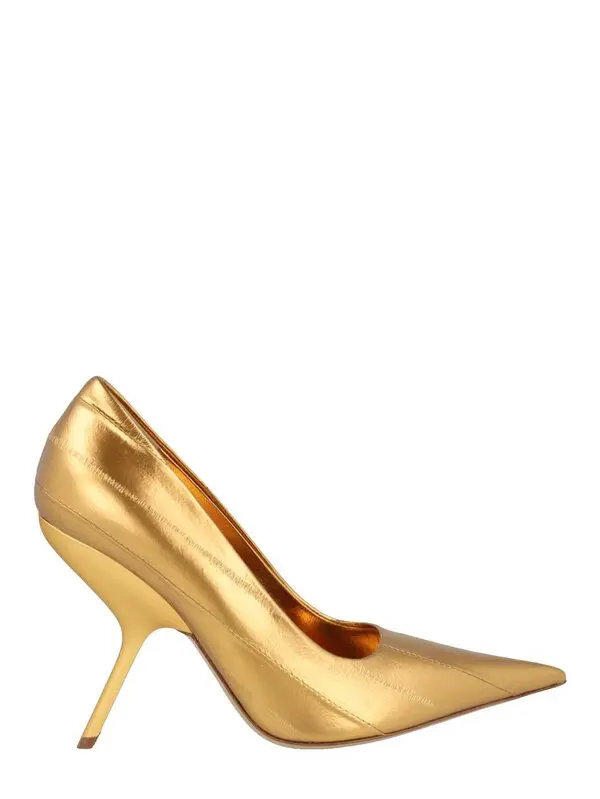 FERRAGAMO Metallic Leather Pumps - Gold