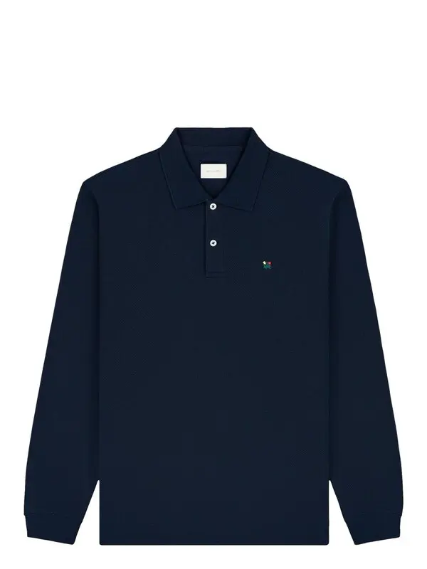 Aimé Leon Dore Long-sleeve Crest Piqué Polo - Blue