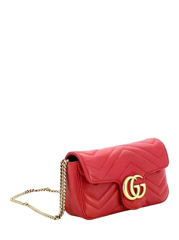 Gucci Gg Marmont Flap Super Mini Crossbody Bag - Red