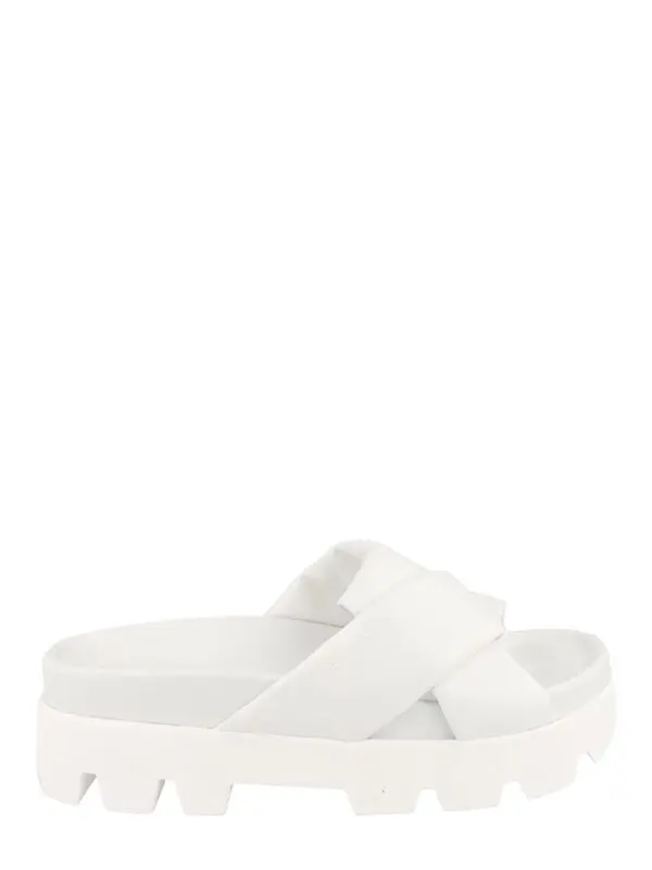 FERRAGAMO Air Lug Leather Slide - White