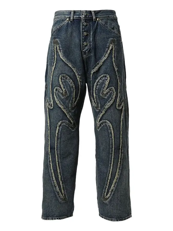 THUG CLUB Tribal Denim Pants - Blue