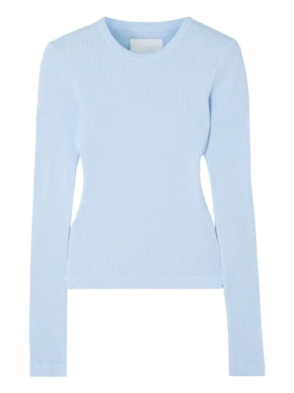 Citizens Of Humanity Pilar Cropped Waffle-knit T-shirt - Blue