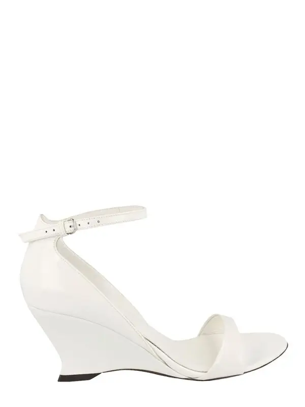 FERRAGAMO Vidette Patent Leather Wedge Sandal - White