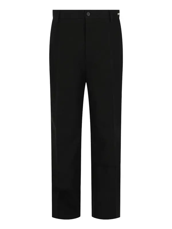 FERRAGAMO Flared Cotton Chino Trousers - Black