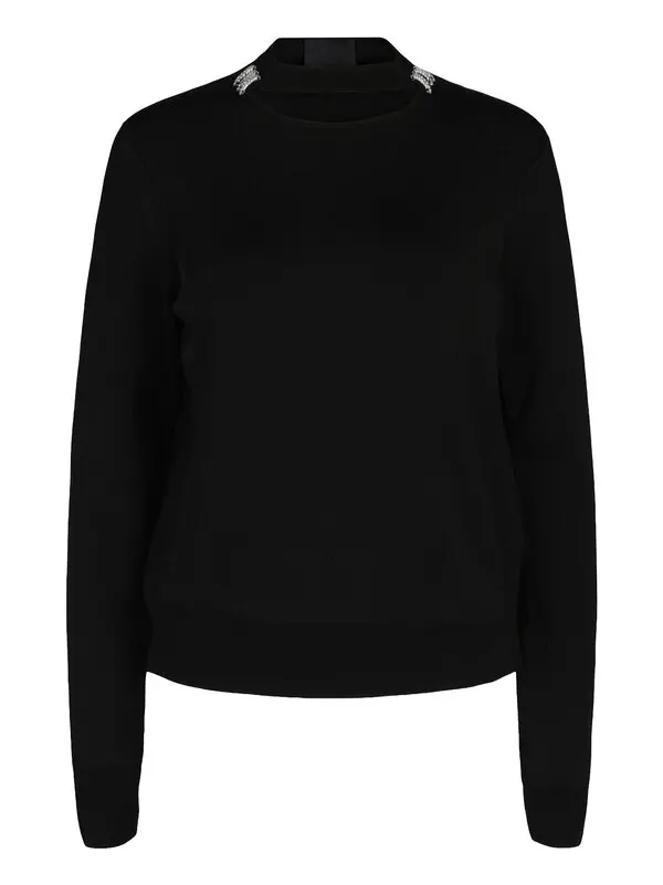 Givenchy Crystal Detailed Crew Neck Sweater - Black