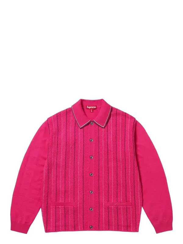 Supreme Herringbone Cardigan - Pink