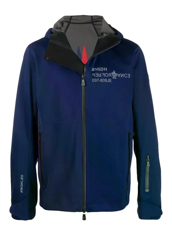 Moncler Logo Print Zip-up Jacket - Blue