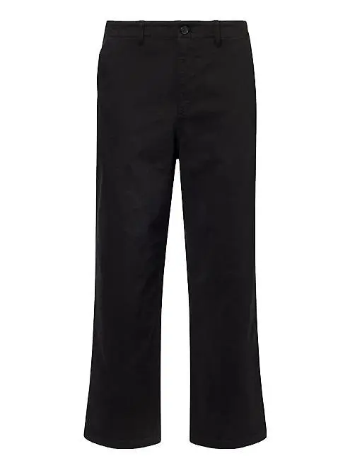FRAME Straight-leg Mid-rise Cotton Chino Trousers - Black