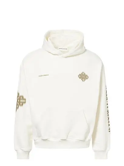 THE COUTURE CLUB Motion Blurred Emblem Cotton-jersey Hoodie - Khaki