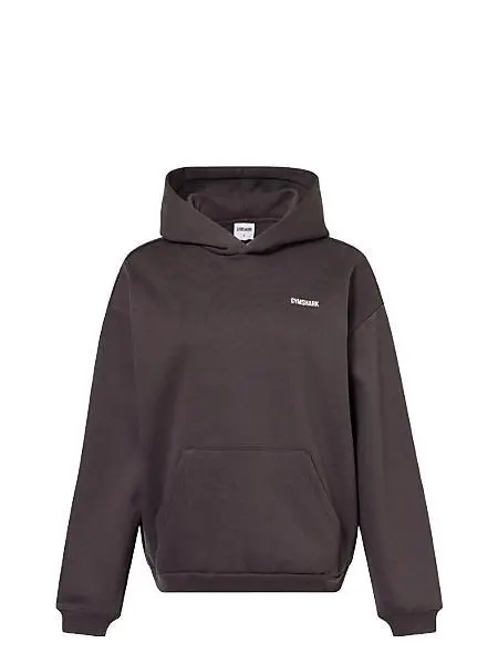 GYMSHARK Brand-print Woven Hoodie - Gs Onyx Grey