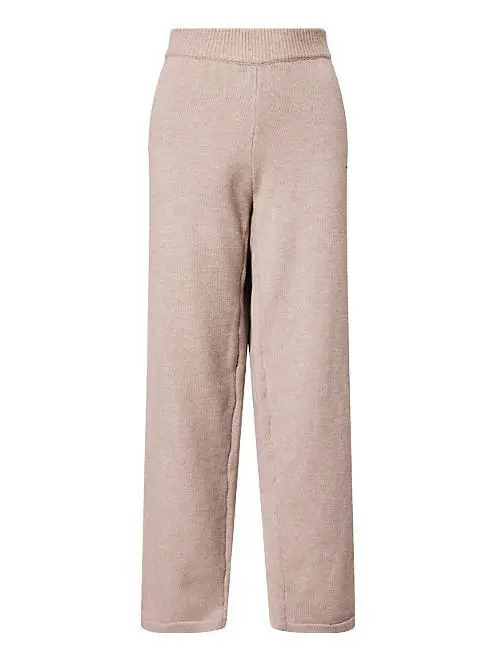 RU & ROCKA Knitted Jogging Bottoms With Embroidered Branding - Oatmeal