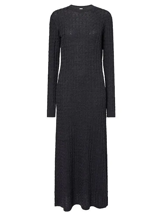 TOTEME Cable-knit Wool Maxi Dress - Charcoal Melange