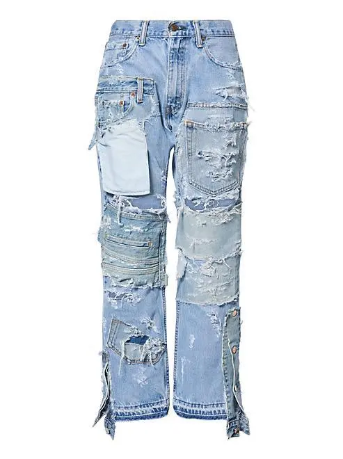 CASEY JEAN BY JEAN VINTAGE Patchwork Straight-leg Denim Jeans - Vintage Blue