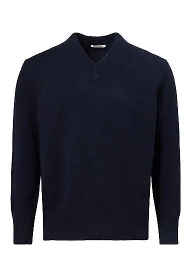 Soft Goat V-neck Cashmere Jumper - Navy