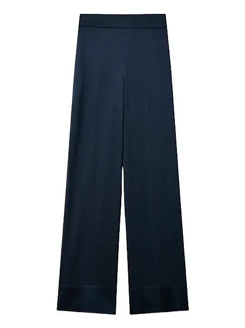 JOSEPH Wide-leg Silk-satin Trousers - Indigo