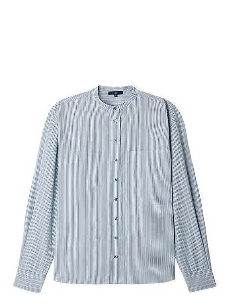 Soeur Formentera Striped Cotton Shirt - Bleu Ciel/noir