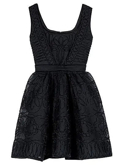 Maje Floral-embroidered Woven Mini Dress - Black