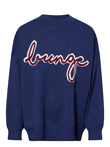 Lounge Brand-intarsia Relaxed-fit Knitted Jumper - Navy