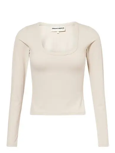 THE COUTURE CLUB Sculpting Scoop-neck Stretch-jersey Top - Bone