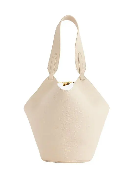 Khaite Lotus Mini Leather And Canvas Tote Bag - Dark Ivory