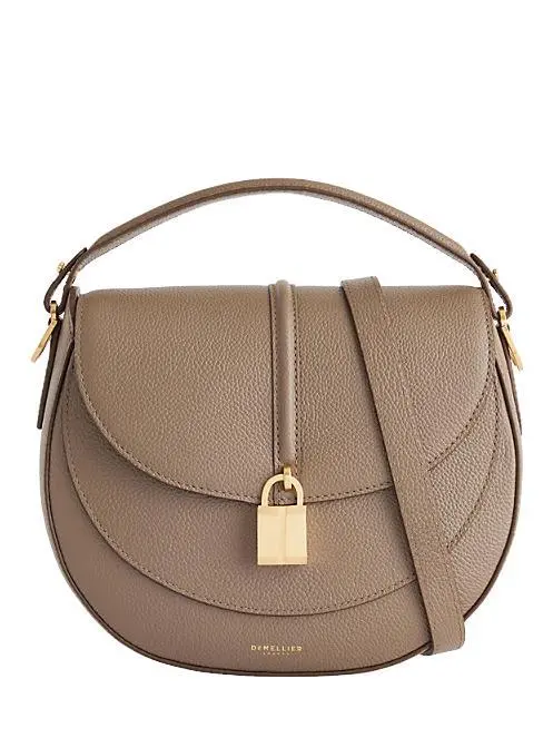 DEMELLIER Siena Leather Saddle Bag - Dk Taupe