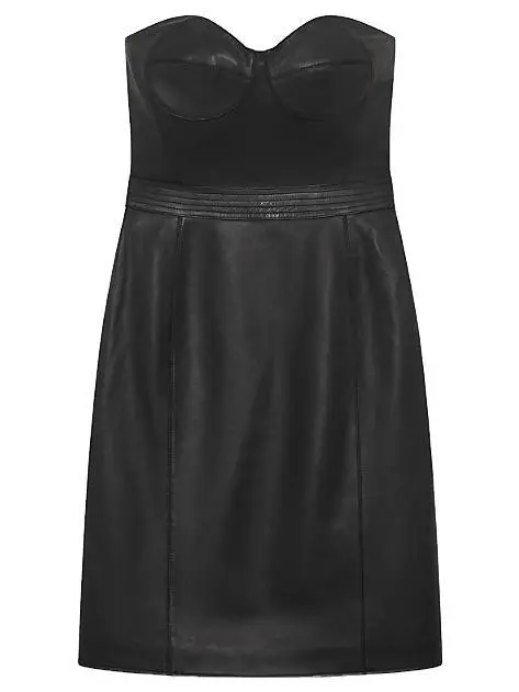 The Kooples Strapless Corset-effect Mini Leather Dress - Black
