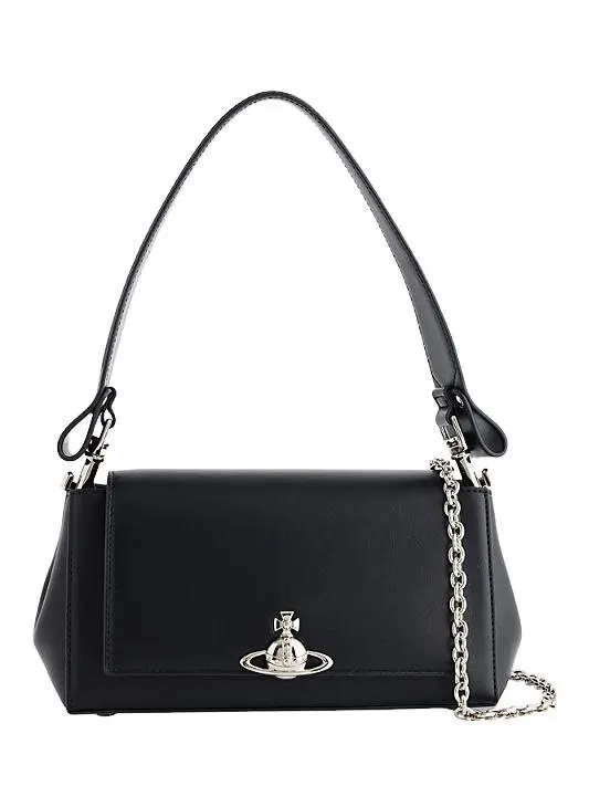 VIVIENNE WESTWOOD Hazel Medium Leather Shoulder Bag - Black