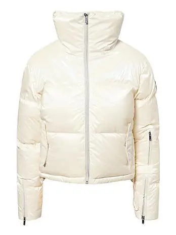 MY SUNDAY SKI Cropped Bomber Ski Jacket - Snow Sparkle White