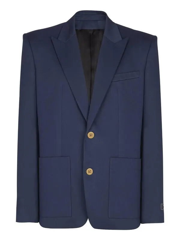 Balmain Tailored Cotton Twill Jacket - Navy