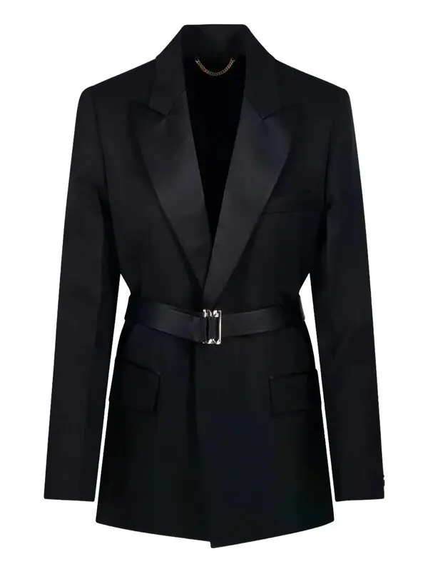 Victoria Beckham Belted Peaked-lapel Jacket - Black