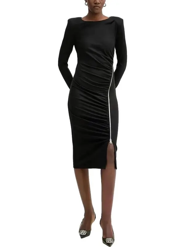 Pinko Long-sleeve Zip Midi Dress - Black