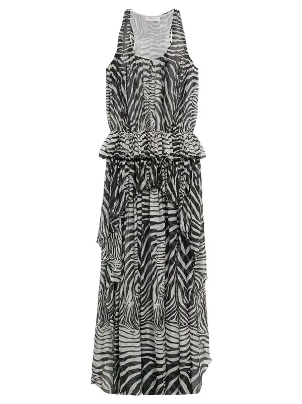 Blumarine Zebra-print Asymmetric Dress - White