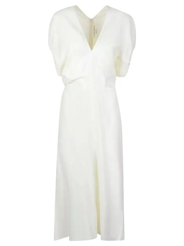 Victoria Beckham V-neck Midi Dress - White