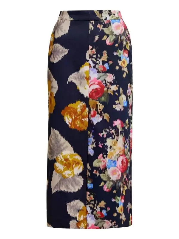 Essentiel Antwerp Floral-print Midi Skirt - Blue
