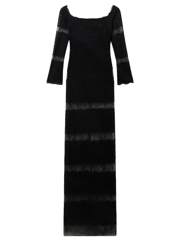 Blumarine Off-the-shoulder Lace Maxi Dress - Black