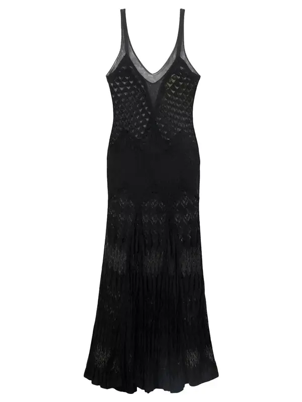 Blumarine Patterned V-neck Maxi Dress - Black