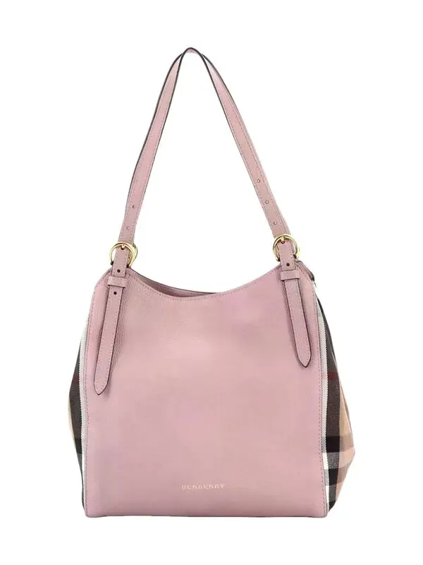 Burberry Canterbury Leather And House Check Canvas Small Tote Bag - Pink