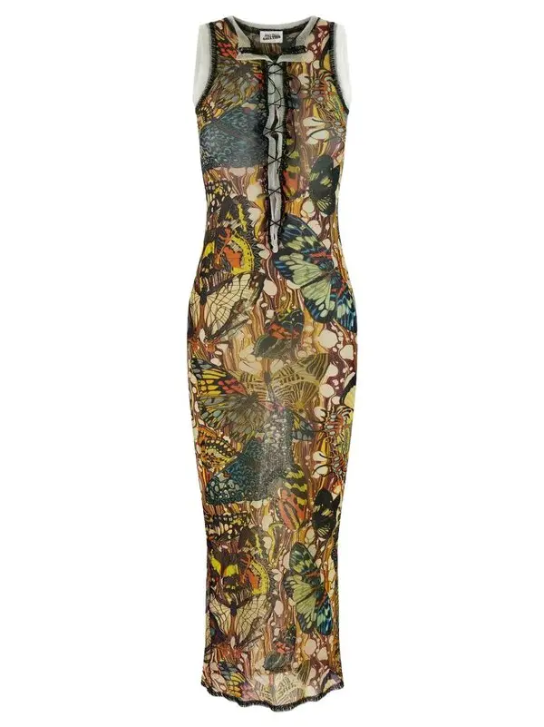 Jean Paul Gaultier Butterfly-print Midi Dress - Yellow
