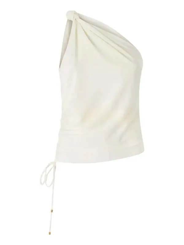 Pinko One-shoulder Ruched Top - Neutrals