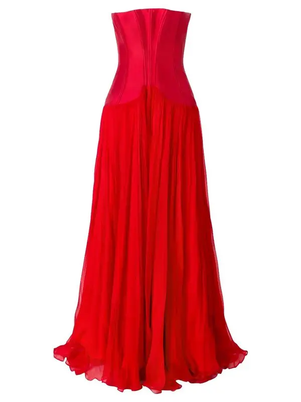 ARAFTU Corset Tie-fastening Maxi Dress - Red