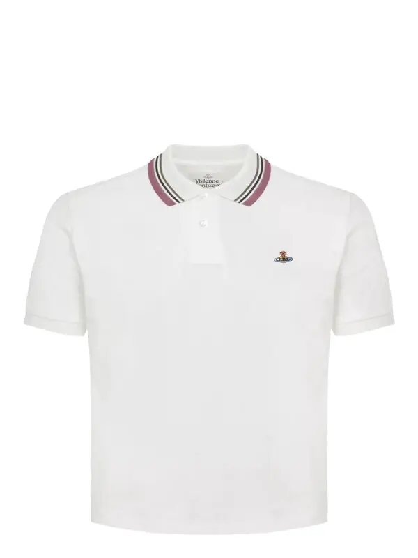 VIVIENNE WESTWOOD Striped-collar Polo Top - White